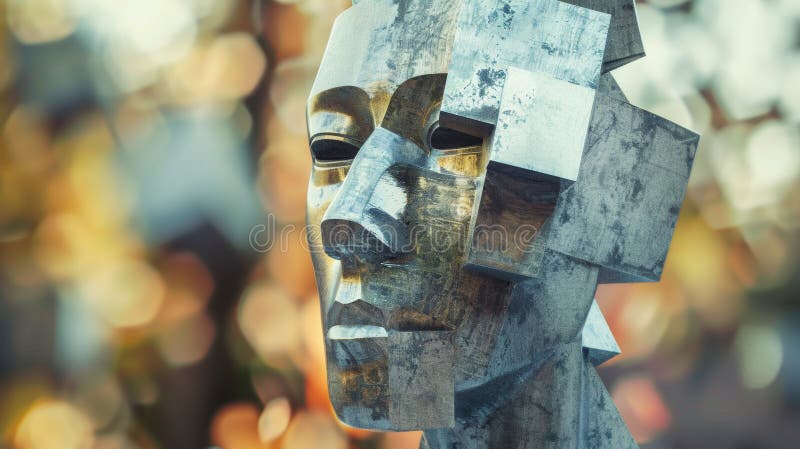 A Close Up of a Sculpture Made Out of Metal Cubes, AI Stock ...