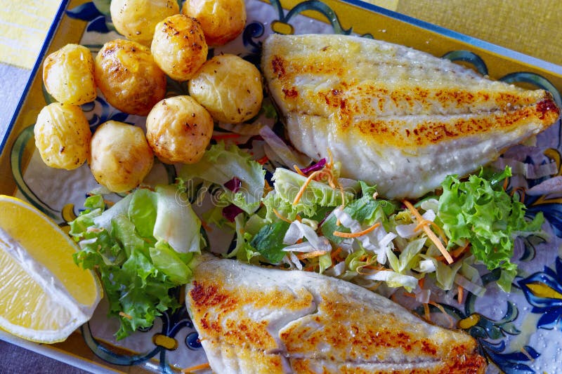 Close Up of Sea Bream Fish with Potato Stock Photo - Image of dinner ...