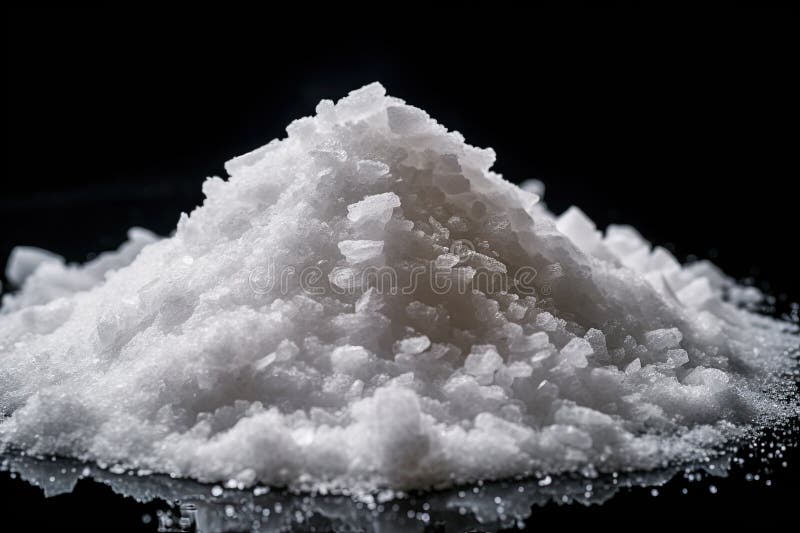 Close Up of Sea Salt Crystals on Black Background Stock Illustration ...