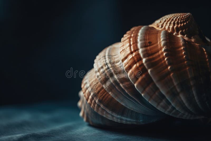 A Close Up of a Sea Shell on a Blue Surface Stock Illustration ...