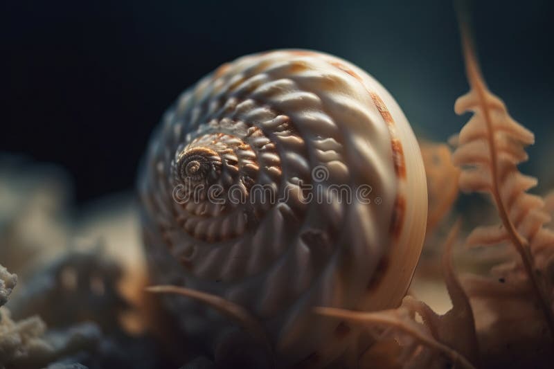 A Close Up of a Sea Shell on a Coral Reef Stock Illustration ...