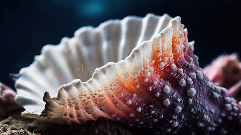 A Close Up of a Sea Shell on a Rock Surface Stock Illustration ...