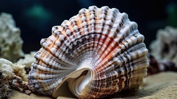 A Close Up of a Sea Shell on a Sandy Beach Stock Illustration ...
