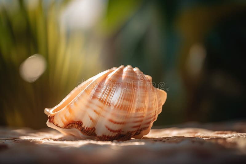 A Close Up of a Sea Shell on a Sandy Surface Stock Illustration ...