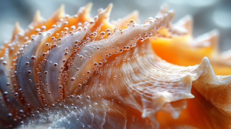 Close-up of Sea Shell with Water Droplets and Textured Surface Stock ...