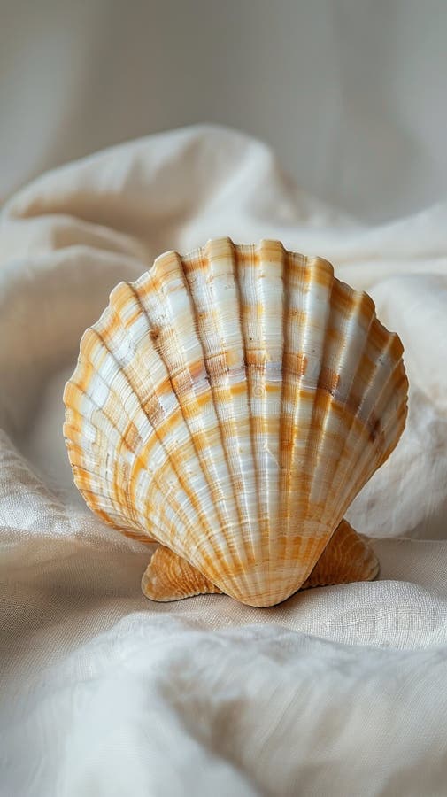 Close Up of Sea Shell on White Sheet Stock Image - Image of close ...