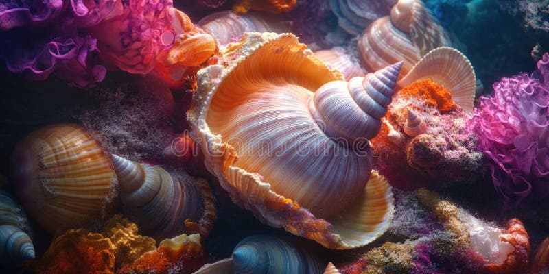 Close up of sea shells stock photo. Image of shore, life - 381915674