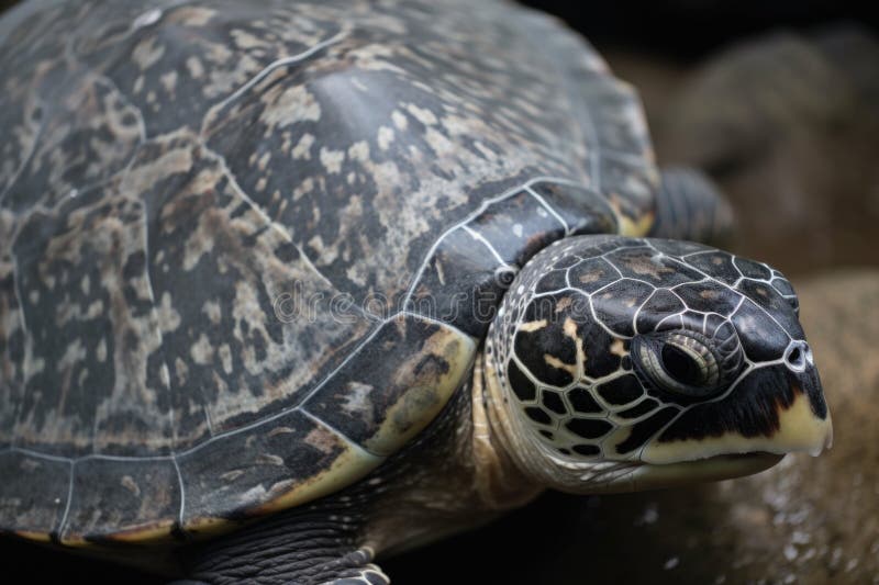 Close-up of Sea Turtle S Shell, with Its Unique Markings Visible Stock ...