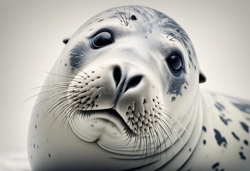 Close up of a seal head stock illustration. Illustration of cute ...