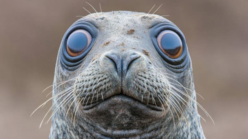 A Close Up of a Seals Curious Face Stock Illustration - Illustration of ...