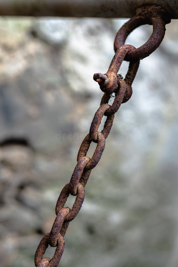 Close Up of Seamless Old Rusty Chain Hanged Up Stock Image - Image of ...