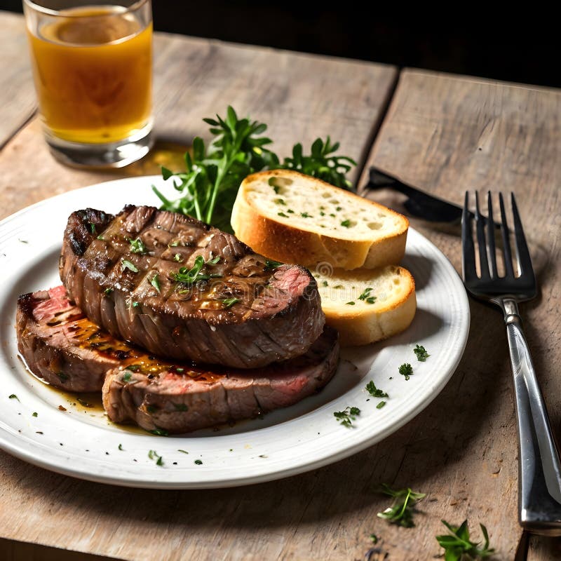 A Close-Up of a Seared Beef Steak, Highlighting the Textures and ...