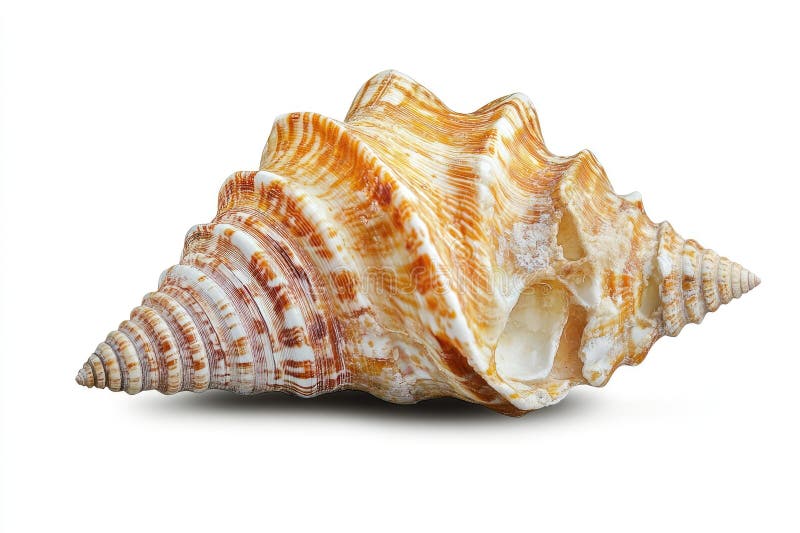 Close Up of a Seashell with Ridges and Color Variations on White Stock ...