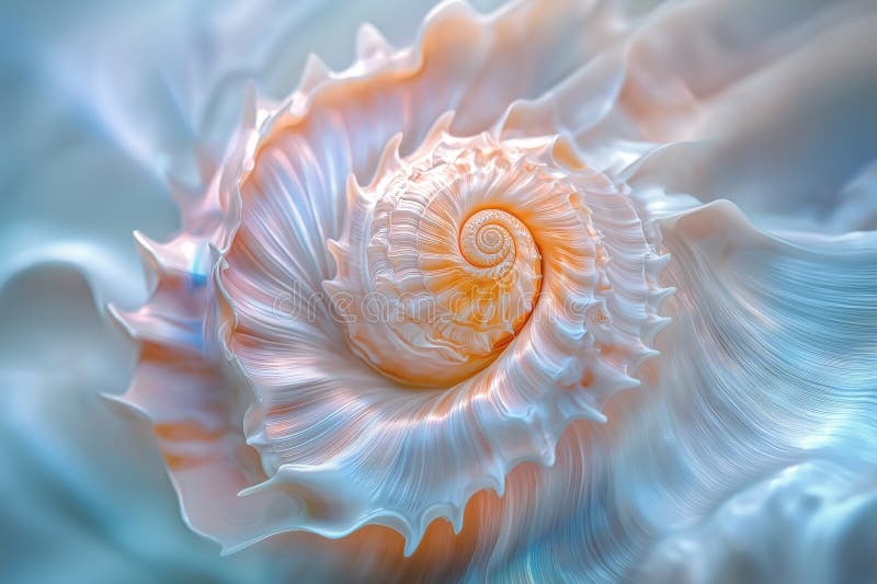 Seashell Close-up: Iridescent Surface with Swirling Patterns and Colors ...