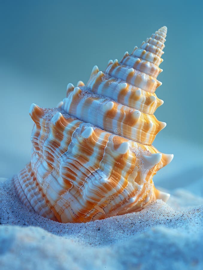 Close-up of a Seashell in the Sand on the Beach. Stock Image - Image of ...