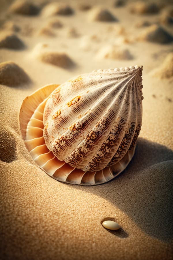 Close Up of Seashell in Sand, Created Using Generative Ai Technology ...