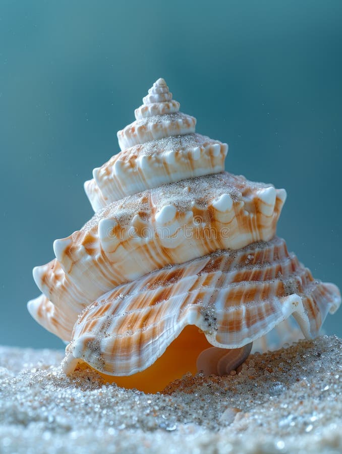 Close-up of a Seashell on Sandy Beach Stock Image - Image of seashore ...