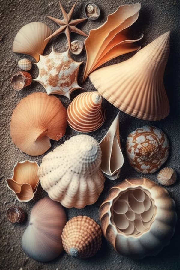 Close Up of Seashells in Sand, Created Using Generative Ai Technology ...