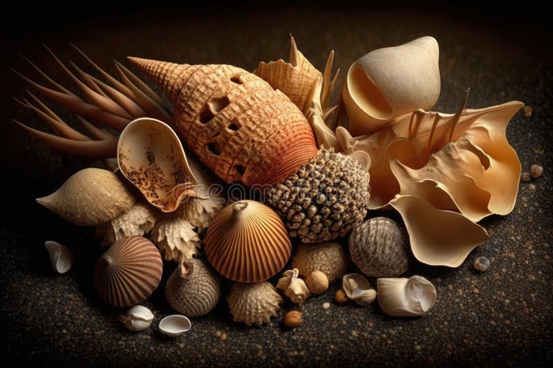 Close Up of Seashells in Sand, Created Using Generative Ai Technology ...