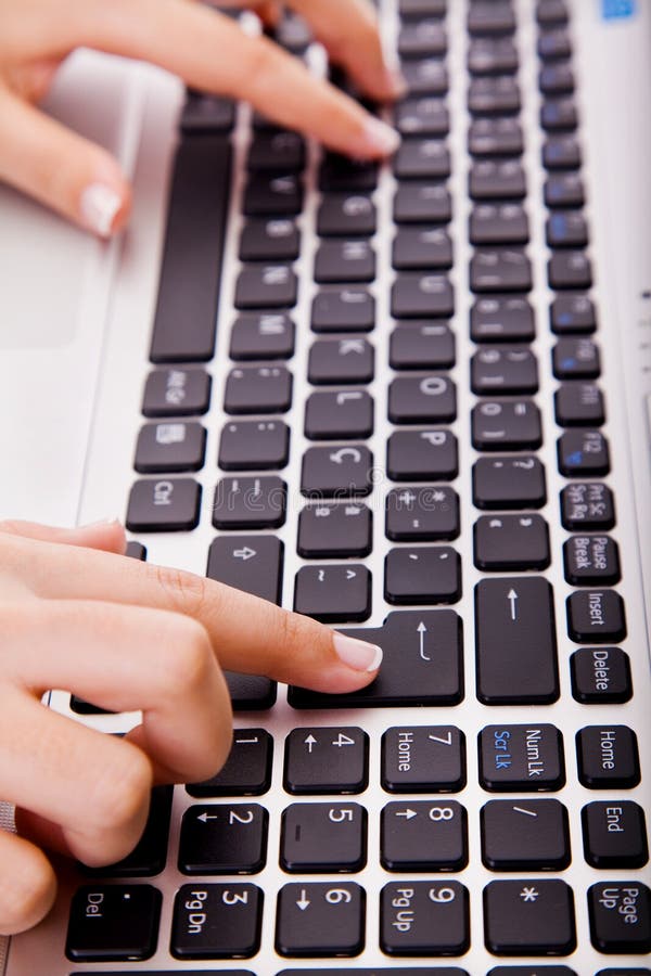 Secretary Hands Touching Computer Key during Work Stock Photo - Image ...