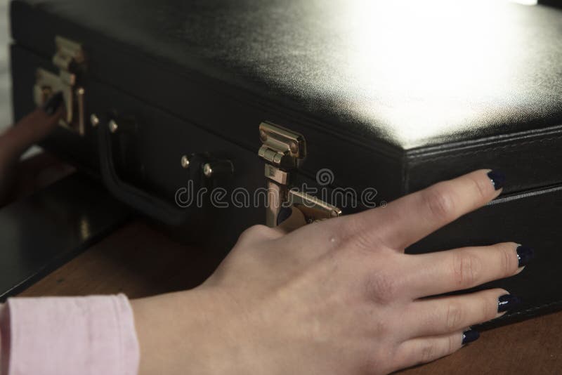 Close-up of Secretary`s Hands Opening a Briefcase Stock Image - Image ...