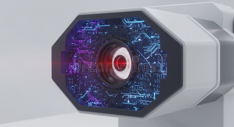 Close-up Security Camera with Circuit Board Design Surveillance ...