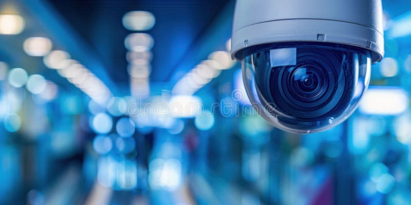 Close-Up of Security Camera in Modern Building. Generative Ai Stock ...