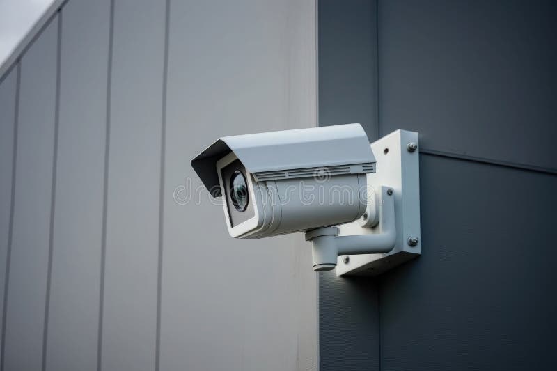 Close Up of Security Camera on Modern Building Wall AI Generated Stock ...