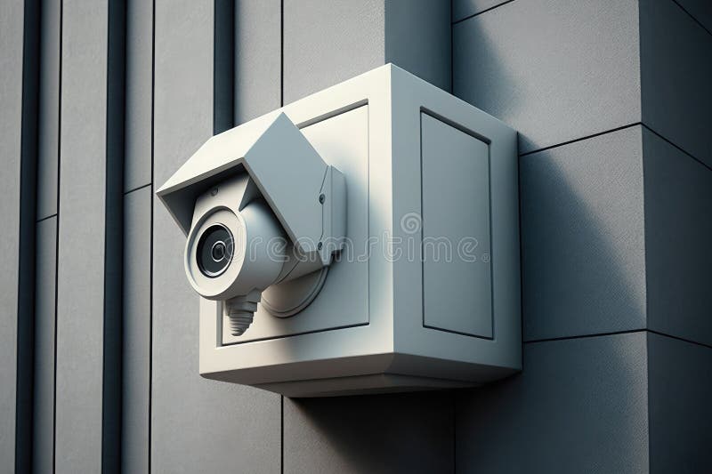Close Up of Security Camera on Modern Building Wall AI Generated Stock ...