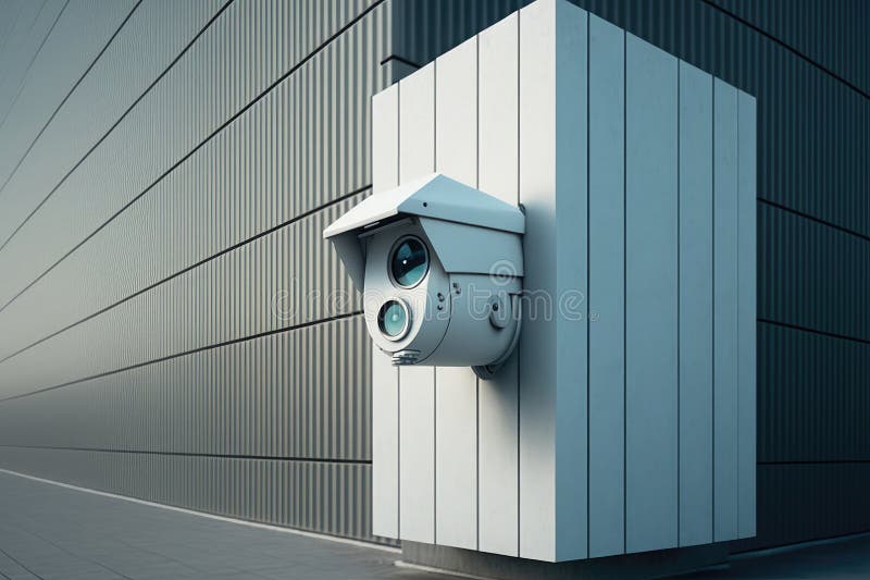 Close Up of Security Camera on Modern Building Wall AI Generated Stock ...