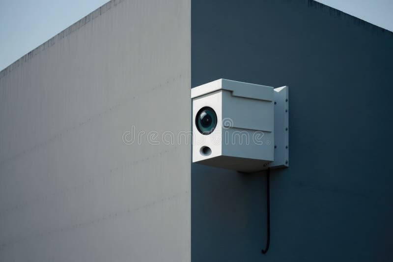 Close Up of Security Camera on Modern Building Wall AI Generated Stock ...