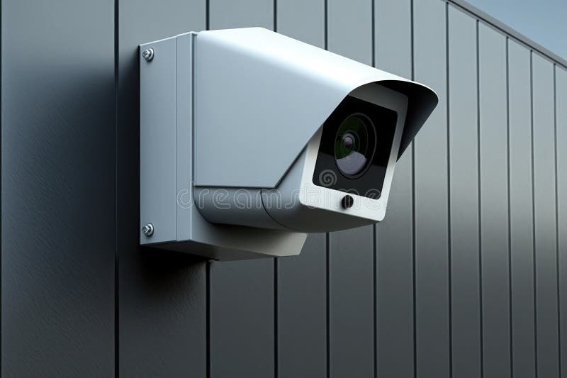 Close Up of Security Camera on Modern Building Wall AI Generated Stock ...