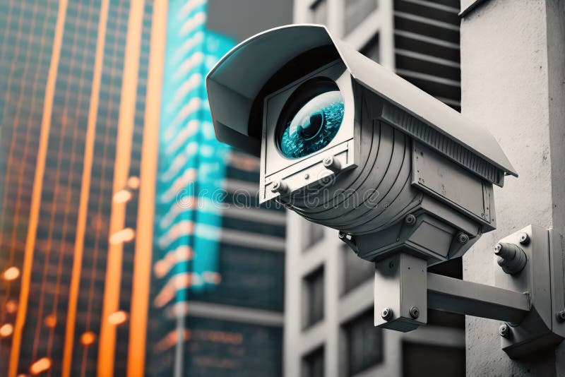 Close-up of a Security Camera Mounted on a Modern Building in a City ...