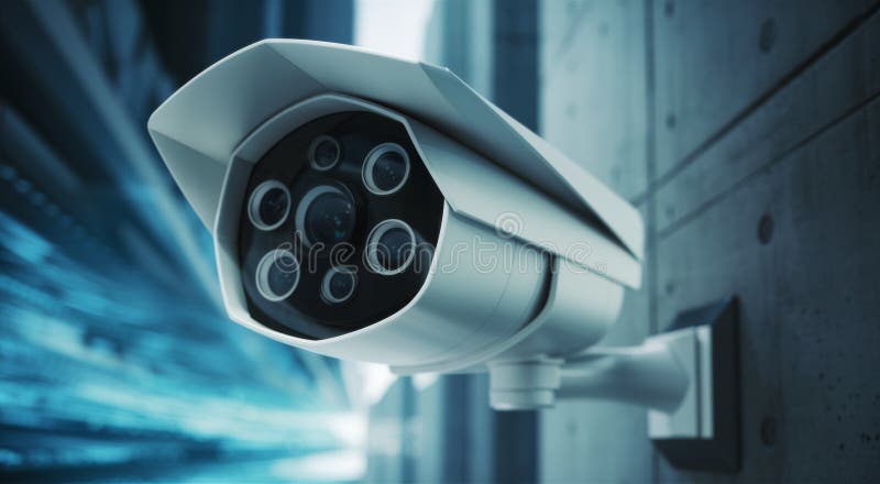 A Close Up of a Security Camera Mounted on the Wall, AI Stock Image ...
