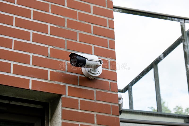 Close-up of Security Camera on Private Building. Focus on Security CCTV ...