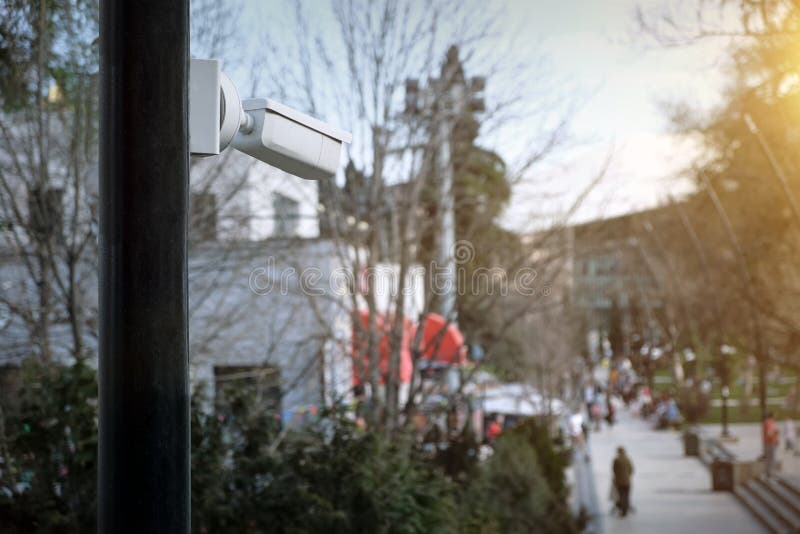 Close-up of a Security Camera in a Public Park Stock Photo - Image of ...