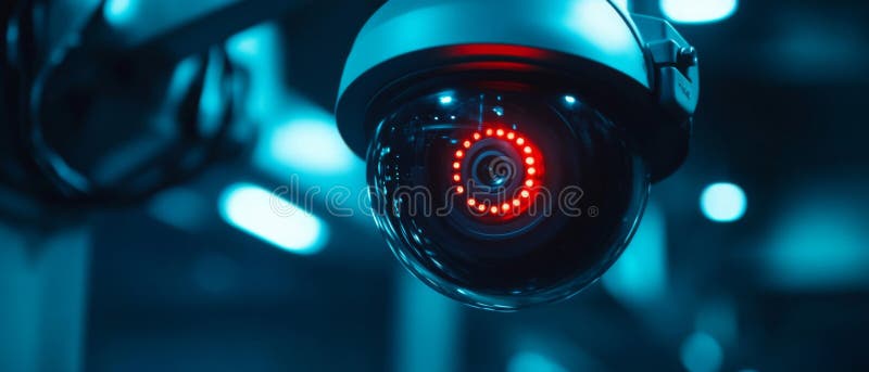 Close-up of a Security Camera with Red Infrared LEDs Stock Illustration ...