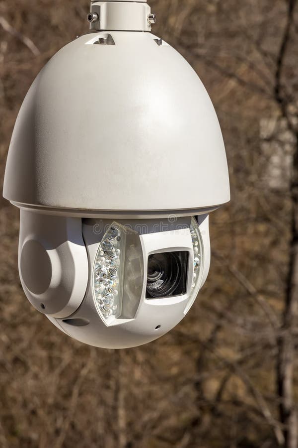 A Security CCTV Camera Outside Close Stock Image - Image of examining ...