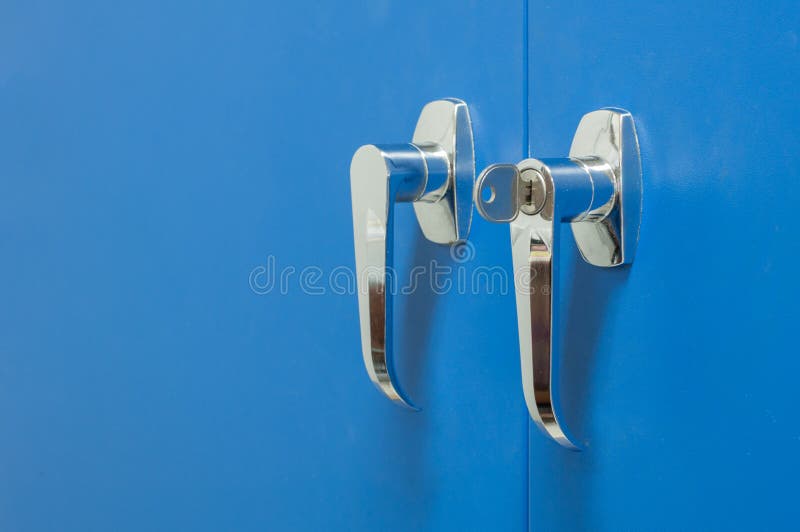 Close Up Security Lock of Blue Locker Stock Image - Image of open ...