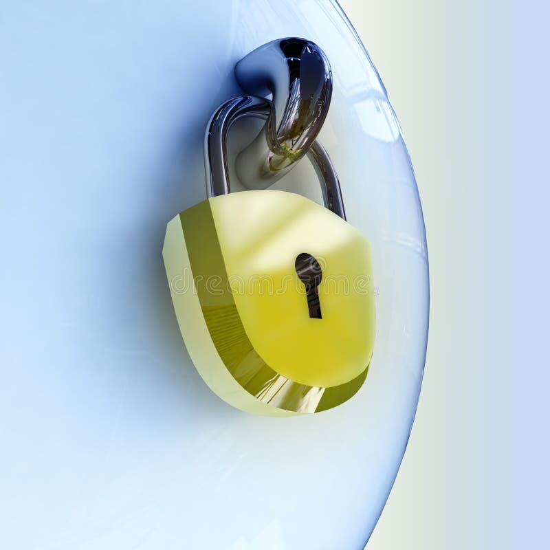 Close Up on Security Sphere Locked with Padlock Stock Illustration ...