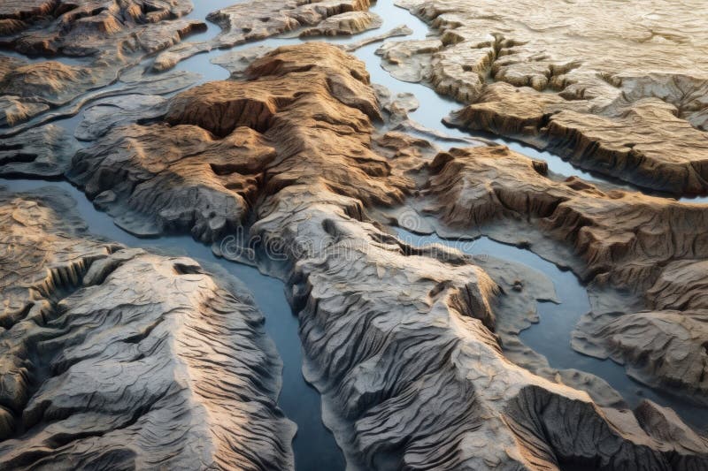 Close-up of Sediment Deposits at River Delta Stock Illustration ...