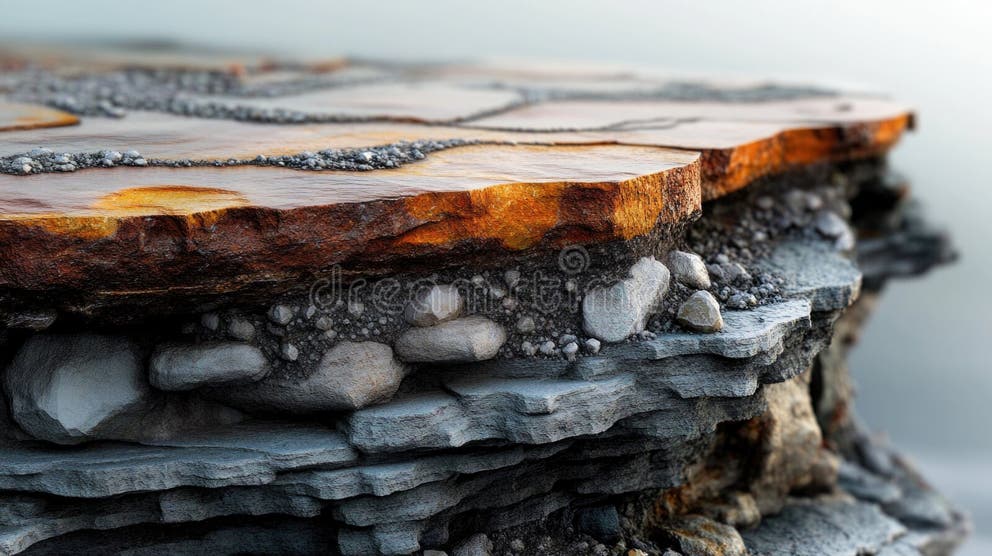 Close-up of Sedimentary Rock Layers with Erosion Patterns and Textures ...