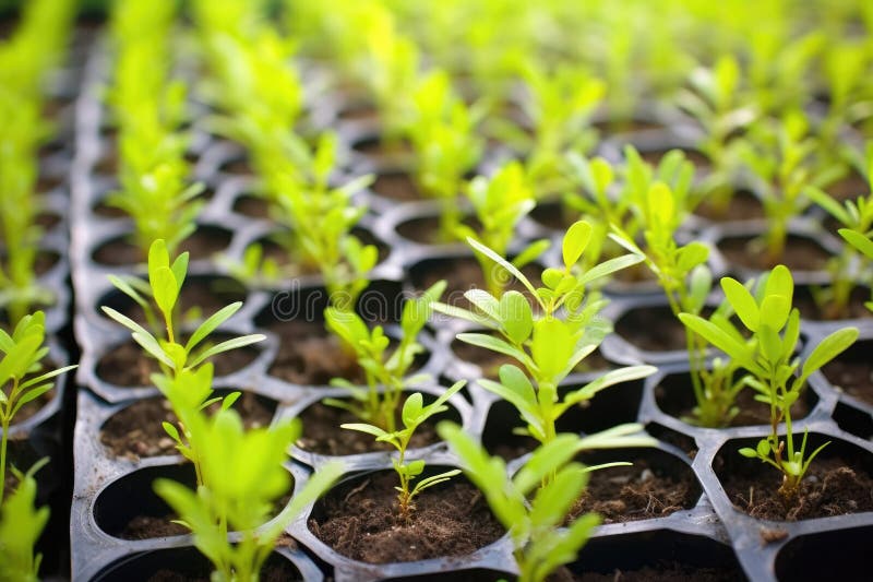 Close-up of Seedlings in Tree Nursery Stock Illustration - Illustration ...