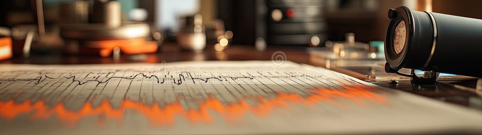 Close-Up of Seismograph Chart Displaying Seismic Activity Stock ...