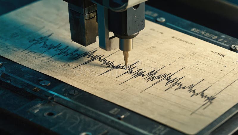 A Close-up of a Seismograph Recording an Earthquake with Precise Lines ...