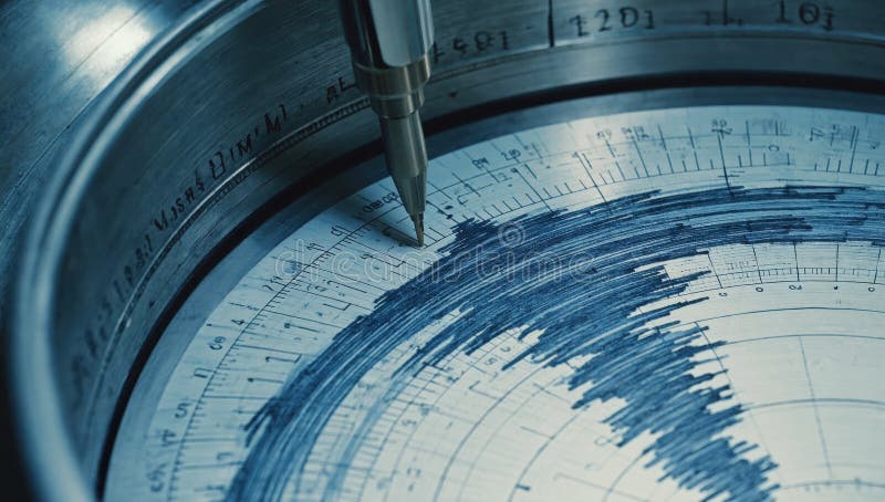 A Close-up of a Seismograph Recording an Earthquake with Precise Lines ...