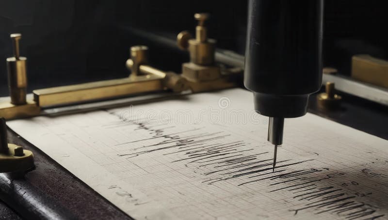 A Close-up of a Seismograph Recording an Earthquake with Precise Lines ...