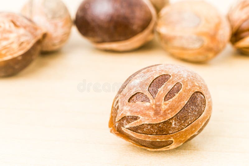 Close Up and Selective Focus on the Dried Nut Meg at Foreground Stock ...
