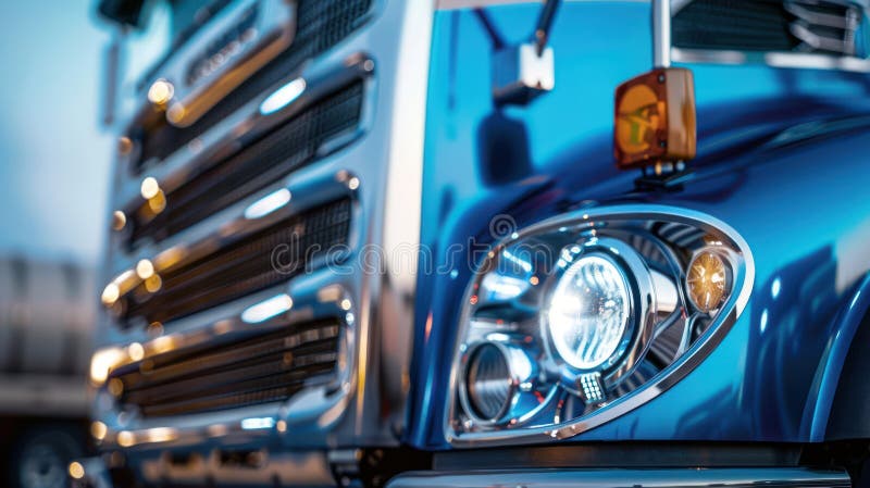 Close-up of a Semi-truck Headlights Stock Illustration - Illustration ...