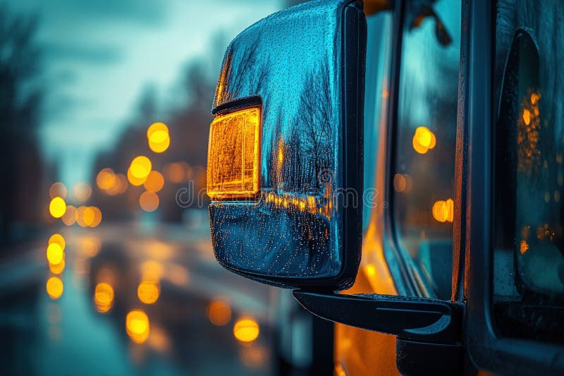 A Close-up of a Semi-truck Side Mirror, Modern and Functional ...